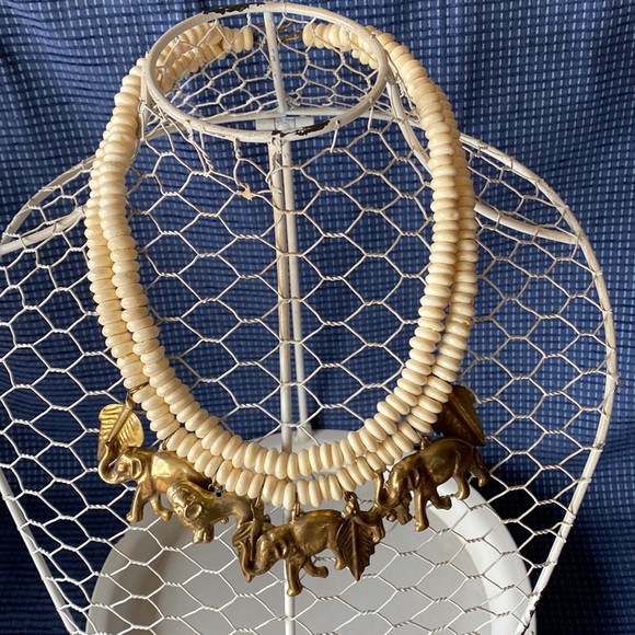 Unk | Jewelry | Brass African Animals Charms On Shelllike Double Strand ...